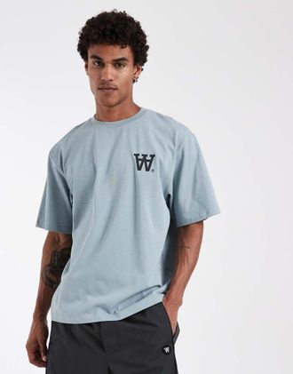 Wood Wood Liam - T-Shirt aus 100% Baumwolle in Schiefergrau mit AA-Logo
