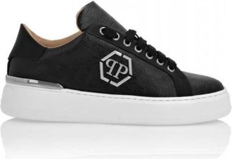 Philipp Plein Homme, Chaussures, Noir, Taille: 41 EU Baskets basses en cuir Nappa Monogram