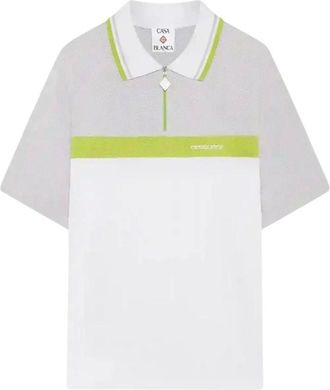 Casablanca Homme, Tops, Blanc, Taille: XL Polo &agrave; Demi-Fermeture &Eacute;clair