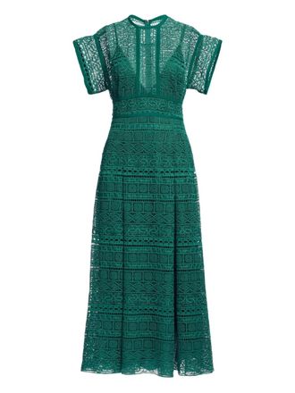 Elie Saab robe mi-longue en macram&eacute; - Vert