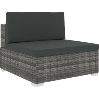 vidaXL Si&egrave;ge central sectionnel 1 pc et coussins R&eacute;sine tress&eacute;e Gris