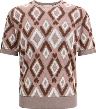 PIACENZA 1733 Mens Short-Sleeve Crewneck Sweater Antique Rose Cotton