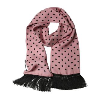 Dolce & Gabbana Foulard en soie &agrave; pois avec franges - Homme - Accessoires - Rose - Taille: ONE Size