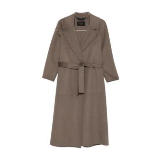 Palt&ograve; Dove Grey G&uuml;rtel Wickelmantel - - Coats - Damen - Braun - M