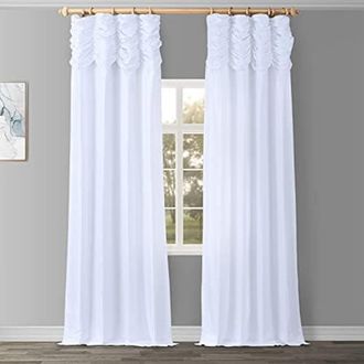 Half Price Drapes Vorh&auml;nge aus Dupioni-Seide mit R&uuml;schen f&uuml;r Wohnzimmer, 127 x 213 cm (1 Paneel), PDCH-KBS1-84-RU, Ice