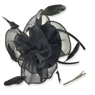Dreshow Damen Fascinators Hut Cocktail Party Tee Kopfbedeckung Blume Mesh Organza B&auml;nder Federn auf Einem Stirnband