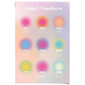 Reinders Poster, Angel numbers, Schlafzimmer, Poster, Wanddeko, Room Decor, 150 gr. gl&auml;nzend Bilderdruckpapier, Mehrfarbig, 91,5 x 61cm