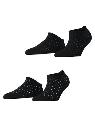 Esprit Damen Sneakersocken Fine Dot Multipack W Sn Baumwolle kurz gemustert 2 Paar, Schwarz Black 3000, 35-38
