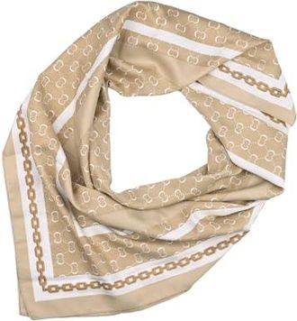 Lumberjack &Eacute;charpe/Foulard Femme en Pure Soie, Carr&eacute; 90x90 cm, Motif Logo Monogramme et Cha&icirc;ne, avec Bo&icirc;te Cadeau