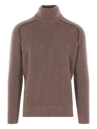 Ermenegildo Zegna pull c&ocirc;tel&eacute; &agrave; col roul&eacute; - Marron