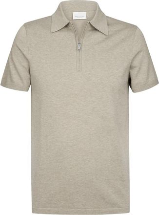 Profuomo Strick-Poloshirt mit Lyocell, Seide und Rei&szlig;verschlusskragen in