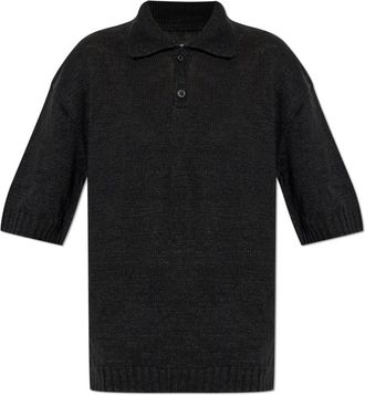 Maison Margiela Femme, Pulls, Noir, Taille: 40 FR Polo en lin