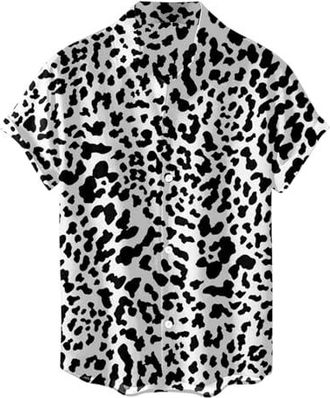 Generic Chemise hawa&iuml;enne d&eacute;contract&eacute;e pour homme - Motif tropical des Cara&iuml;bes hawa&iuml;ennes - Palmier - Chemise d&eacute;t&eacute; boutonn&eacute;e &agrave; manches courtes - Tenue de gol