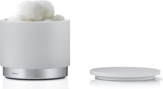 Blomus ARA- Aufbewahrungsdose aus Polystone / Edelstahl, Moon-Grey, trendige Schmuckablage, Baddose mit Deckel, universelle Dose, Badaccessoire (H / B / T: 8