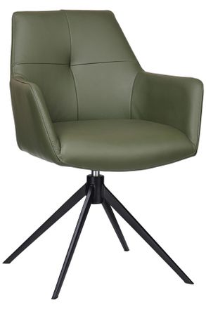 Novel Armlehnstuhl, Gr&uuml;n, Schwarz, Metall, Leder, Echtleder, Rindleder, Drehkreuz, 59.5x87.5x63 cm, Lederauswahl, Sitzfl&auml;che 360&deg; drehbar, inklusive Armlehn