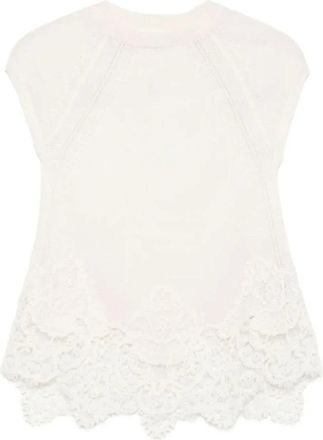 Ermanno Scervino Femme, Blouses et Chemises, Blanc, Taille: 42 FR D&eacute;bardeur en maille