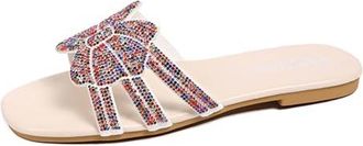 Generic Sandales d&eacute;t&eacute; tendance &agrave; bout ouvert avec strass et noeud pour femme - L&eacute;g&egrave;res et d&eacute;contract&eacute;es, rose, 40.5 EU