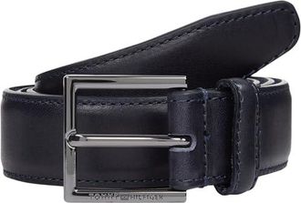 Tommy Hilfiger Ceinture Homme Hudson Leather 3,0 cm Cuir, Bleu (Space Blue), 110 cm
