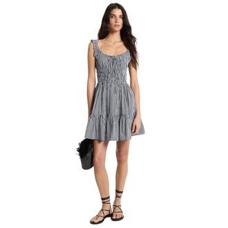 Michael Kors Femme, Robes, Gris, Taille: 40 FR Gingham Smocked Cotton Mini Dress
