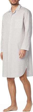 Novila Herren Nachthemd beige Popeline Stoff Gestreift