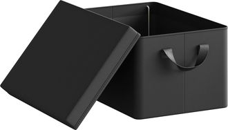 Woltu Aufbewahrungsbox mit Deckel 1 St&uuml;ck, aus Polyesterstoff, f&uuml;r Schlafzimmer, Arbeitszimmer, Wohnzimmer, Organizer Box mit Griffen, f&uuml;r Kleidung Spielzeu