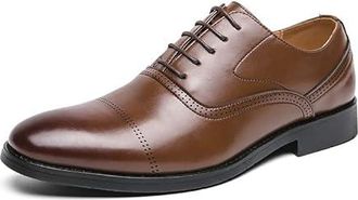 Generic Chaussures Oxford for Hommes, à Lacets, Bout Droit, en Cuir PU, Semelle en Caoutchouc, antidérapantes, Basses, for soirées(Marron,38 EU)