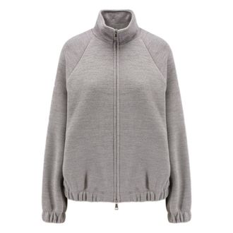 Max Mara Femme, Sweatshirts et sweats à capuche, Gris, Taille: 40 FR Sweat Gris Laine Coton Fermeture Éclair