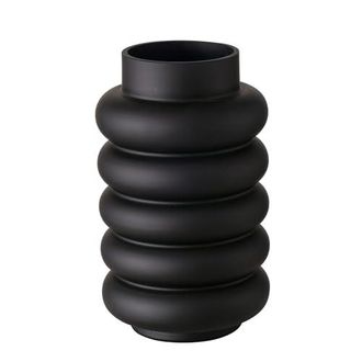 Boltze Vase Ribbo (Farbe Schwarz, aus Glas, Matt, H&ouml;he 25 cm, &Oslash; 15 cm, Rund, Wasserfest, Handgearbeitet, Minimalistisches Design, Blumenvase, Dekoration) 203
