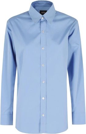 A.P.C. A.p.c., Femme, Blouses et Chemises, Bleu, Taille: 40 FR Kayla Shirt
