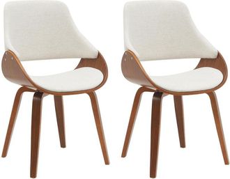 Clp Lot de 2 chaises de salle &agrave; manger Vangale Noyer / Cr&egrave;me Tissu