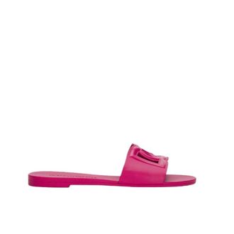 Dolce & Gabbana Femme, Chaussures, Rose, Taille: 38 EU Sandales plates en caoutchouc avec logo emboss&eacute;