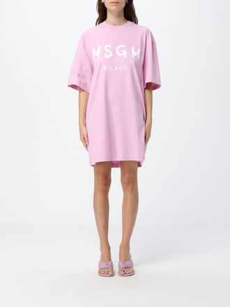 Msgm Mini-robe T-shirt en coton avec logo contrastant et &eacute;paules tombantes