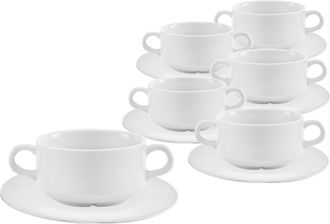 Van Well Geschirrset 12-teilig Porzellan Service Trend- Moderne Vielseitigkeit & Robustheit