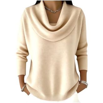 Generic Pull à paillettes scintillantes pour femme - Pull en tricot à col bénitier - Vêtements de Noël - Pull ample décontracté à manches longues - Pull tenda