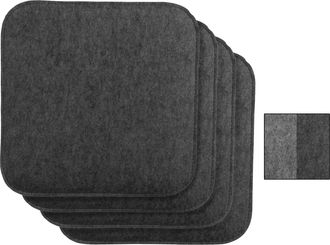 Brandsseller Wende-Sitzkissen Filz 4er Vorteilspack zweifarig Eckig Stuhlkissen Sitzauflage Gepolstert - 35 x 35 x 1,5 cm Anthrazit/Grau