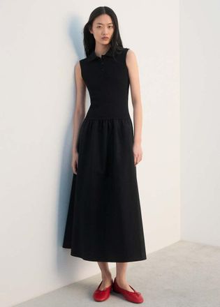 Mango Robe combin&eacute;e col polo noir - Femme - XS - MANGO