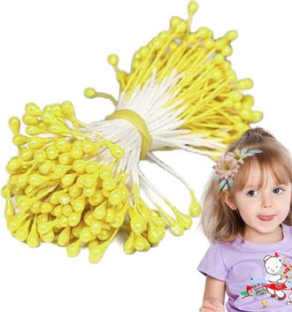 Generic Blumenstaubgefäß - Chiffon-Blumenstaubgefäße, Perlen-Blumenstaubgefäß mit Doppelköpfen | -Bastelarbeit für - und Hochzeitsdekoration, künstliche Staub