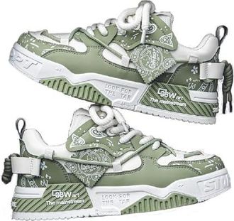 Generic Baskets tendance pour femme, chaussures à lacets, chaussures de skateboard, chaussures dextérieur décontractées, vulcanisées, Vert, 40 EU