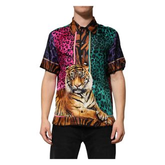 Dolce & Gabbana Tiger Print Seidenhemd im Hawaiian-Stil - - Shirts - Herren - Mehrfarbig - S
