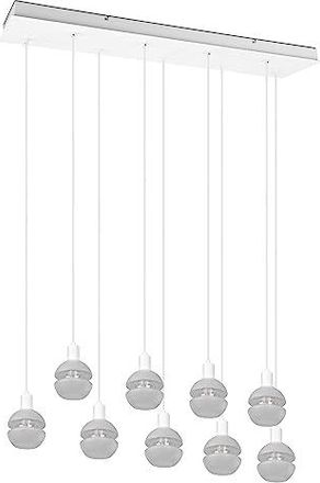 Trio Leuchten Pendelleuchte Mela 313100931, Metall Weiß matt, Glas weiß/klar, exkl. 9x E14