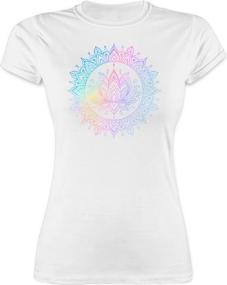 Shirtracer Shirt Damen - Yoga - Mandala Lotusblume I Spirituelle Meditation I Pilates Lotus Entspannung - M - Wei&szlig; - t-Shirt Yoga-Shirts Joga Wellness Tshirt Shi