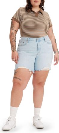 Levi's Damen Plus Size 501 90s Shorts Denim Shorts Light Indigo Destructed () 22