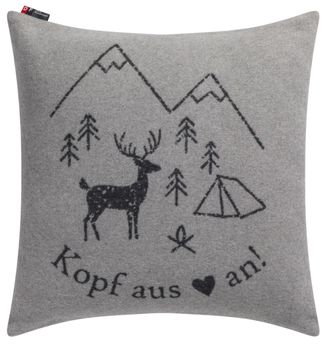 David Fussenegger Kissenh&uuml;lle Silvretta Kopf aus 50 x 50 cm Graphit - Grau