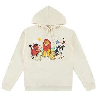 Disney Sweat &agrave; capuche tendance pour femme Roi Lion - Hakuna Matata V&ecirc;tements Simba Roi Lion, ivoire, Large