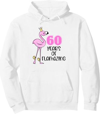 BDAZ 60 Years of Flamazing Flamingo Design Beach 60th Birthday Pullover Hoodie