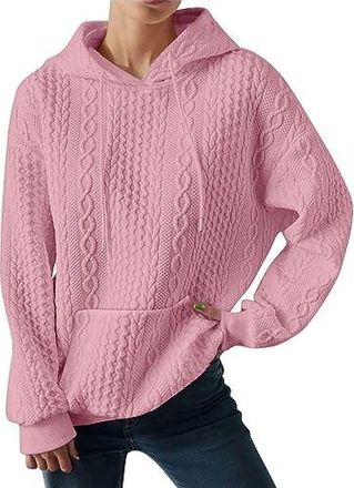Generic Hauts &agrave; capuche de sport pour femme - Sweat-shirt blanc surdimensionn&eacute; pour femme - Sweat &agrave; capuche dautomne d&eacute;t&eacute; &agrave; manches longues avec poches - V&ecirc;te