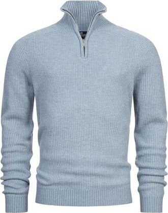 Kronstadt KSDorsey Pull classique en laine m&eacute;lang&eacute;e avec col montant pour homme, Blue Shadow Mix, L