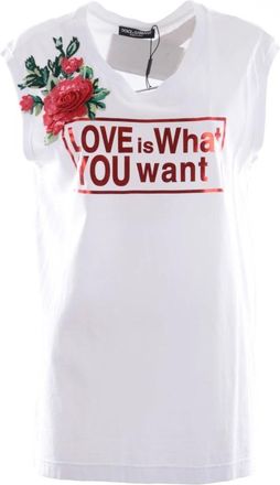 Dolce & Gabbana Femme, Tops, Blanc, Taille: 34 FR T-shirt sans manches