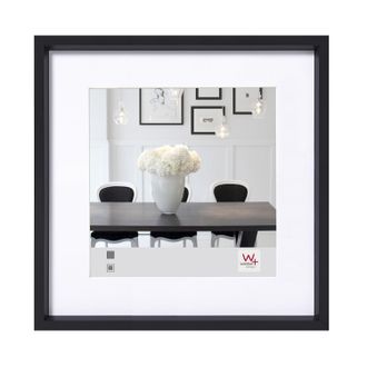 Walther Design Bilderrahmen schwarz 20 x 20 cm mit Passepartout, Doppelpack, Steel Style Kunststoffrahmen ES220BD