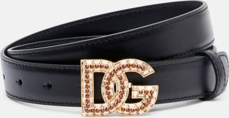 Dolce & Gabbana G&uuml;rtel DG aus Leder mit Kristallen